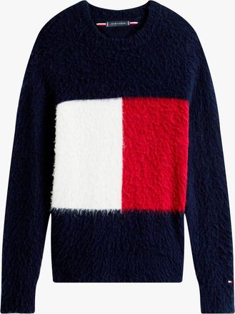 Tommy Hilfiger Pull &agrave; drapeau en laine m&eacute;lang&eacute;e