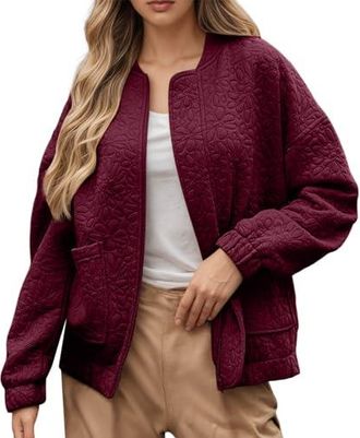Generic Vestes d&eacute;contract&eacute;es &agrave; manches longues pour femmes, cardigan textur&eacute;, l&eacute;ger, confortable, &eacute;l&eacute;gant et tendance, Rouge, XXL