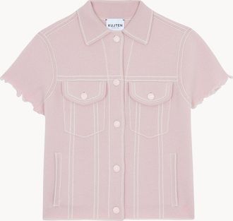 Kujten Veste cachemire courte jacquard denim, 4 fils - Veste Jessinda