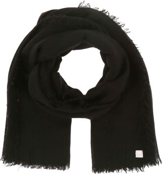 Fraas Damen-Schal 120 x 160 cm - Modische Stola mit Fransen in Wollmischung - XXL-Schal für kalte Tage Schwarz