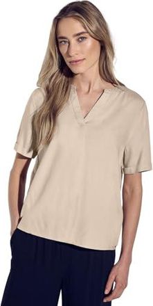 Street One A345525 Chemisier de Couleur Unie, Coton Beige, 38 Femmes