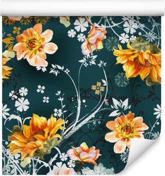 OEM Carta Da Parati Vintage Con Fiori Per Soggiorno E Camera Da Letto, 50x1000 Cm