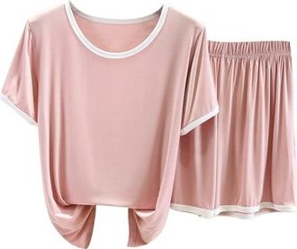 Generic Ensemble de pyjama court pour femme, ensemble de pyjama doux pour femme, chemise &agrave; manches courtes et short, tenue deux pi&egrave;ces, pyjama l&eacute;ger au touche
