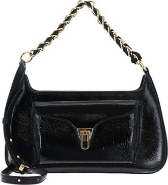 Coccinelle Cuir sac à épaule bandoulière Beat Generatio Shiny Wrinkled Shoulder Bag Noir/Noir