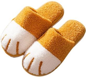 Minetom Animal Chaussons Maison Hommes Femmes Hiver Peluche Douce Pantoufle dint&eacute;rieur Chaud Chaussures Antid&eacute;rapant Slippers J Jaune 37/38 EU