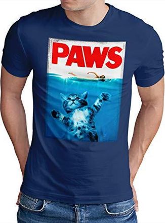OM3 Paws T-shirt chat - Homme - Parody Cat Fun Motif chat amusant - S - 5XL, bleu roi, XXL