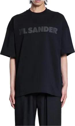 Jil Sander Homme, Tops, Noir, Taille: L Logo T-Shirt