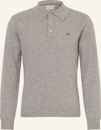 GANT Strick-Poloshirt grau