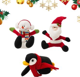 Generic Weihnachtspl&uuml;schtier f&uuml;r Treppen - 3 St&uuml;ck Weihnachtsmann Pinguin Bonho Our Fe Schlafzimmer Wohnzimmer Kaminsims