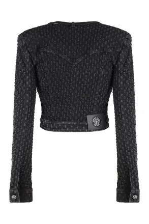 Versace Jeans Couture Womens Versace Denim Jacket Black Cotton