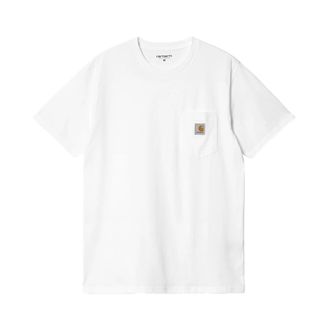 Carhartt Work in Progress Logo Brusttaschen T-Shirt Wei&szlig; - - Tops - Herren - Wei&szlig; - L