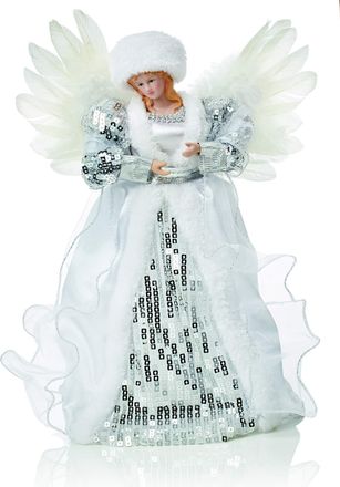 Premier Silver & White 30cm Christmas Tree Top Fairy Angel House Decoration Ornament by Premier