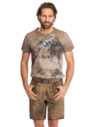 Maddox Herren Lederhose Horn antik - Stein 48