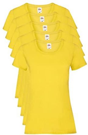 Fruit Of The Loom Valueweight - T-shirt (Lot de 5) - Femme - Jaune (Yellow K2) - Taille: M