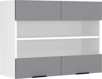 VCM Küchenschrank hängend | Maße ca. H. 60 x B. 80 x T. 31 cm | Hängeschrank mit Zwei Drehtüren | Küchenschrank mit Glas | Küchenmöbel - Fasola