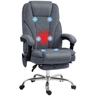 Vinsetto Fauteuil de Bureau massant et Chauffant Chaise de Bureau Chaise Ergonomique avec Hauteur r&eacute;glable Dossier inclinable t&eacute;l&eacute;commande Filaire Repose-Pieds