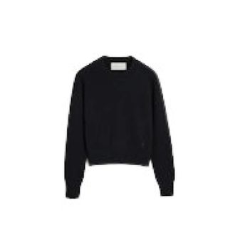 Ami Rundhals-Pullover mit tonaler Ami de Coeur Applikation - - Knitwear - Damen - Schwarzk - M