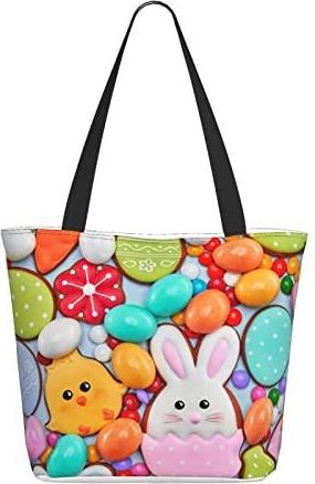 AOOEDM Oeufs de lapin de P&acirc;ques Sac &agrave; provisions pour femme 33 x 28 x 17 cm. Le cadeau parfait pour la Saint-Valentin. Cest de la Saint-Valentin pour maman, 