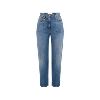 Elisabetta Franchi Femme, Jeans, Bleu, Taille: W27 Jean Ballon avec Cadenas Bijou