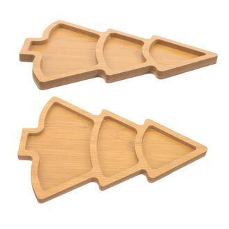 Cabilock 2 STK. Weihnachtsbaum Holztablett mit F&auml;chern Multifunktionales Snack und Obsttablett Langlebig und Dekorativ f&uuml;r Zuhause Restaurant und Festtagsbewir