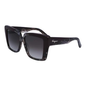 Ferragamo Graue Marmor Sonnenbrille mit grauem Farbverlauf - - Accessories - Damen - Schwarzk - 55 MM