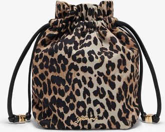 Ganni Bedruckte Bou-Beuteltasche mit Leopardenmuster braun