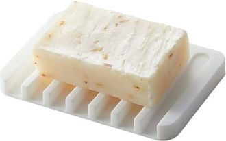 Yamazaki Tableware Yamazaki 7395 FLOW Seifenablage aus Silikon, weiß, Silikon, minimalistisch, 11.5 x 8 x 1 cm