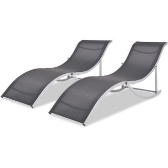 vidaXL Vidaxl - Chaises longues lot de 2 noir et gris