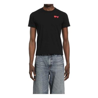 Comme Des Gar&ccedil;ons Homme, Tops, Noir, Taille: S Double Heart Cotton T-Shirt