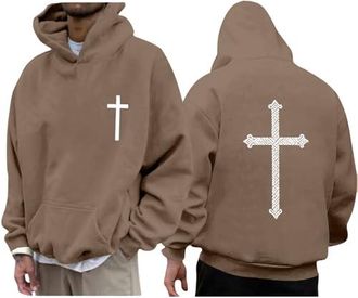 Generic Sweat &agrave; capuche pour homme - Pull surdimensionn&eacute; - D&eacute;contract&eacute; - Couleur unie - Coupe droite - Confortable - Doux - Haut tendance - Printemps - Automn