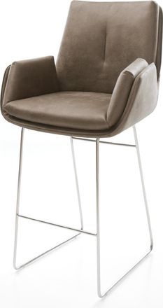 DELIFE Barstuhl Clea-Flex Mikrofaser Taupe Vintage Kufengestell Edelstahl Silberfarben, Barst&uuml;hle