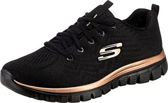 Skechers Femme Graceful Get Connected Baskets, Black Mesh Rose Gold Trim, 39 EU