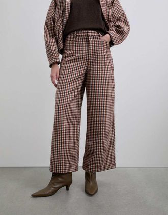 Scalpers Oussy - Pantalon &agrave; carreaux - Bordeaux-Rouge