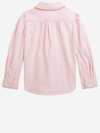 Polo Ralph Lauren Girls Cotton Shirt With Ruffles Pink Blouses And