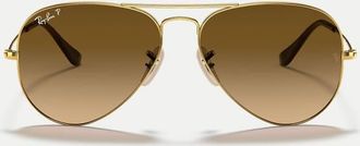 Ray-Ban Aviator - Polarisierte Piloten-Sonnenbrille in Arista-Gold mit braunen Gl&auml;sern und Farbverlauf