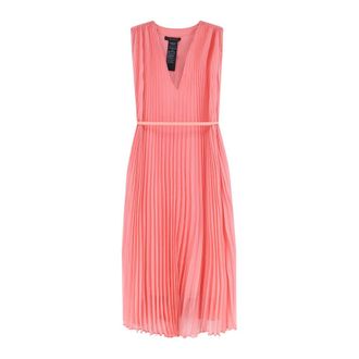 Max Mara Femme, Robes, Rose, Taille: 42 FR Robe midi pliss&eacute;e &agrave; col en V