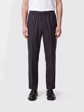 Ami Pantalon slim en laine &agrave; rayures tennis et taille &eacute;lastiqu&eacute;e