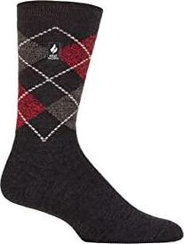 Heat Holders SOCKSHOP Homme 1.0 TOG Ultralite Ray&eacute;, Argyle et &agrave; motifs Chaussettes 1 Paire Caracas Argyle Charbon 39-45