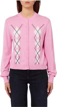 Liu Jo Femme, Pulls, Rose, Taille: 38 FR Cardigan Disegno Argyle