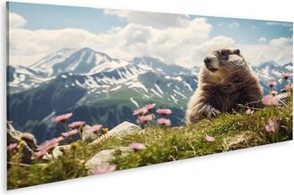 Islandburner Bild auf Leinwand Essenz der Natur Schönheit, Murmeltier Porträt Bilder Wandbilder Poster JEBP-Pano