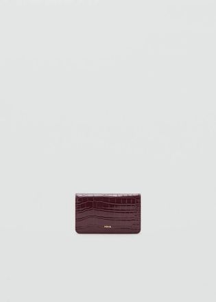 Mango Petit portefeuille effet croco brillant bordeaux - Femme - Taille unique - MANGO