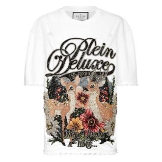 Philipp Plein Femme, Tops, Blanc, Taille: 38 FR T-Shirt Man Fit