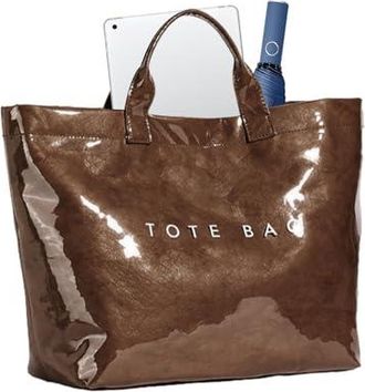 Generic Sac à provisions imprimé lettre, sac à provisions imprimé lettre pour femme, sac fourre-tout en papier confortable à transporter, voyage, plage, anniv