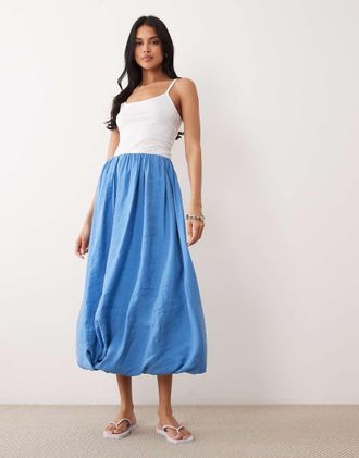 Asos Jupe bouffante drap&eacute;e douce au toucher - Bleu