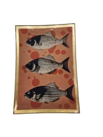 Gift Company Teller, Glasteller - Love Plates - Glas - Motiv: Fische - Farbe: orange/schwarz - Ma&szlig;e: 10 x 0,8 x 14,2 cm