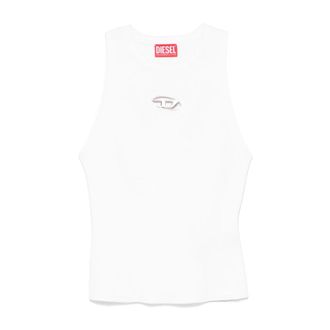 Diesel Femme, Tops, Blanc, Taille: 36 FR Top sans manches en viscose c&ocirc;tel&eacute;e