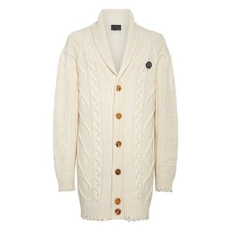 Philipp Plein Homme, Pulls, Blanc, Taille: 2XL Cardigan Skull & Bones