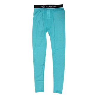 Dolce & Gabbana Logo Spitze Leggings Hose Unterw&auml;sche - - Trousers - Damen - Blau - S