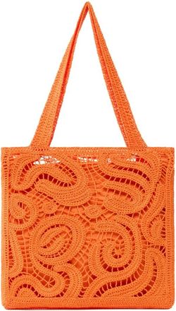 Pinko Pinko, Femme, Sacs, Orange, Taille: ONE Size Shopper Crochet Geometrico