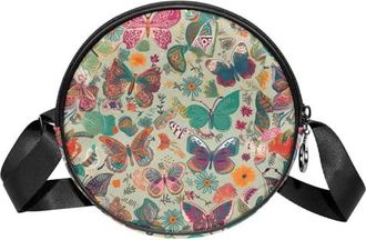 Generic Sac &agrave; bandouli&egrave;re rond pour femme, petit sac &agrave; bandouli&egrave;re esth&eacute;tique avec fermeture &eacute;clair, bretelles r&eacute;glables, sac &agrave; main rond d&eacute;contract&eacute; pour fem